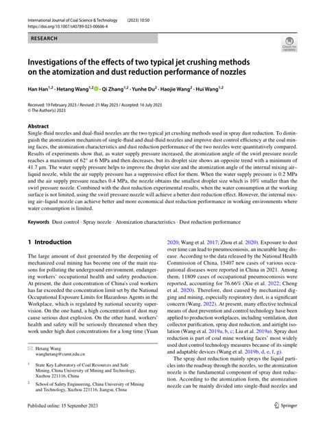 Pdf Investigations Of The Effects Of Two Typical Jet Crushing Methods