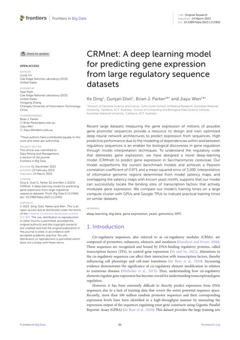 Pdf Crmnet A Deep Learning Model For Predicting Gene Expression From Large Regulatory