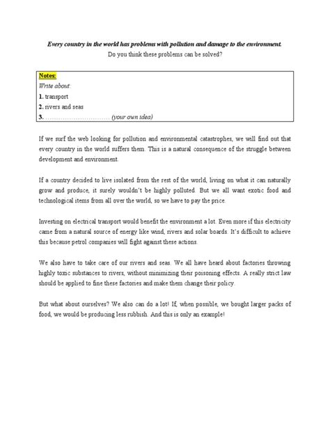 Fce Writing Pdf Pollution Knowledge