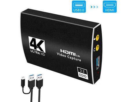 Portable K Hz P Fps HDMI Compatible To USB Type C HD Video Capture Card With Mic