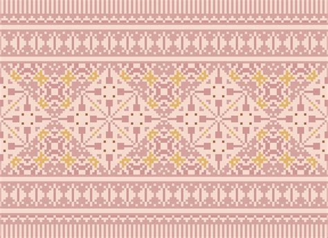 Pixel Cross Stitch Pattern With Floral Designs Traditional Cross