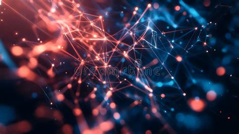 Abstract Network Visualization Glowing Blue and Orange Nodes and Lines Stock Illustration ...