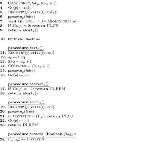 Abortable Rme Algorithm For Cc And Dsm Machines Code For Process P Download Scientific Diagram
