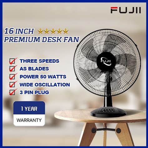 fujii high performance table desk fan kipas meja with 5 blades 3 speed