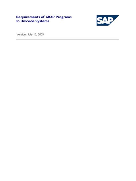 Pdf Requirement Of Abap Programs In Unicode Systems Dokumentips