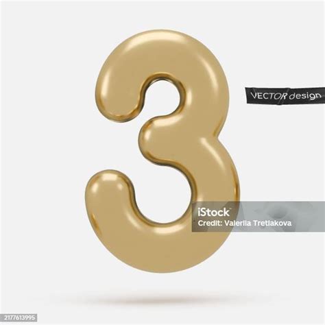 황금 아이콘 3d 렌더링 번호 3 3 기호 사실적인 디자인 요소 엽서 아이콘 포스터 배너 웹 디자인 예술에 대 한 흰색 배경에 고립 된 벡터 일러스트 레이 션 디자인 요소에