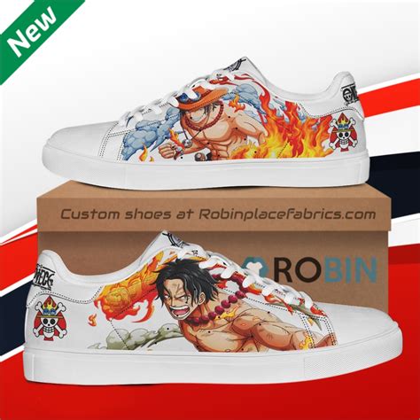 Portgas D Ace One Piece Custom Stan Smith Shoes Robinplacefabrics