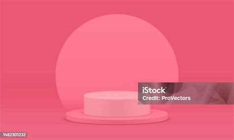 분홍색 3d 받침대 실린더 기본 기초 단계 제품 프리젠테이션 벡터를 위한 둥근 벽 0명에 대한 스톡 벡터 아트 및 기타 이미지 0명 3차원 형태 건설 플랫폼 Istock