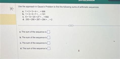 Solved Use The Approach In Gauss S Problem To Find The Chegg