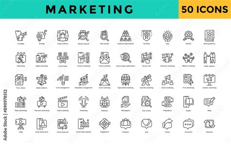Marketing Icon Set With Campaign Strategy Target Audience Market