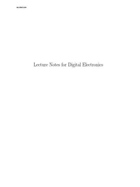 Lecture Notes For Digital Electronics Download Free Pdf Analog To
