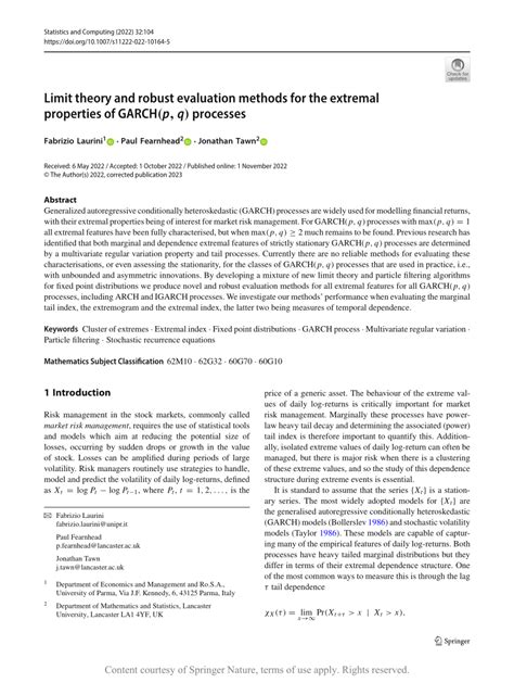 Pdf Limit Theory And Robust Evaluation Methods For The Extremal