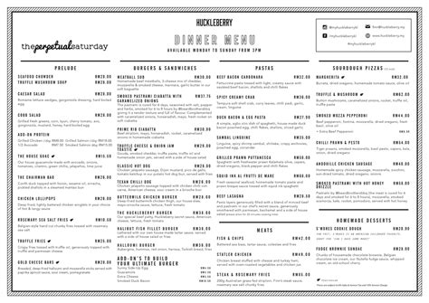 Huckleberry Menu Malaysia And Latest Prices June 2025