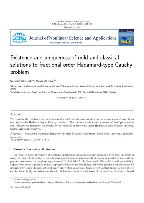 Pdf Existence And Uniqueness Of Mild And Classical Solutions To
