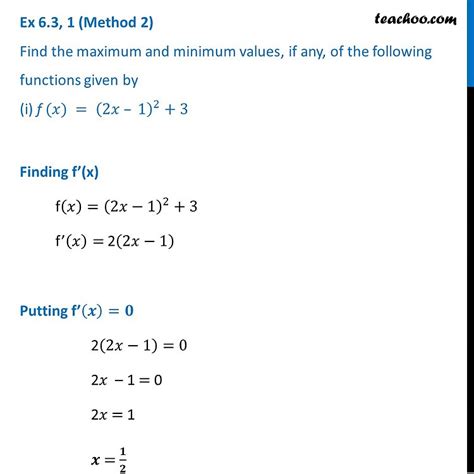 Ex 6 3 1 I Find The Maximum And Minimum Values If Any For F X