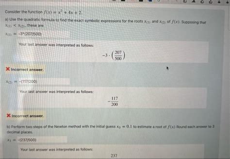 Solved Consider The Function F X X2 4x 2 A Use The