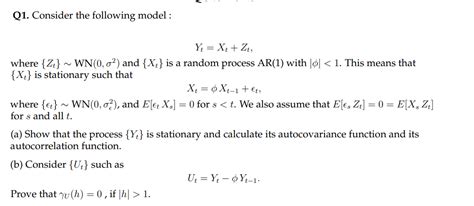 Solved Q1 Consider The Following Model Yt Xt Zt