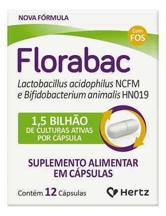 Florabac 12 Cápsulas Alimento Probiótico Lactobacillus Sem Sabor