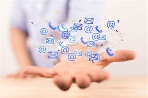 3d Rendering Of Floating Social Icons On A Palm Of A Hand Stock Image Image Of Message