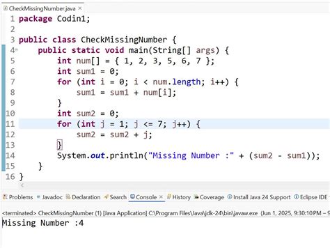 Java Missingnumber Codingpractice Problemsolving Corejava Mohd