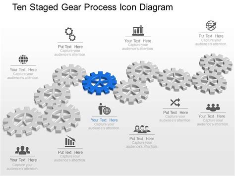 Mr Ten Staged Gear Process Icon Diagram Powerpoint Template Slide PowerPoint Templates