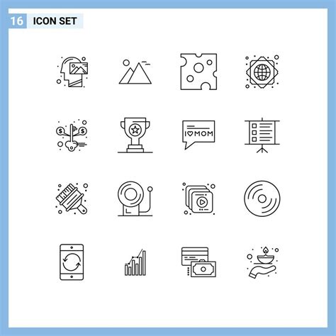 User Interface Pack Of 16 Basic Outlines Of Key Global Network Pyramid Global Infrastructure