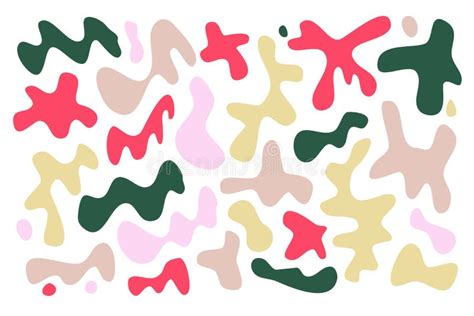 Set Random Shapes Irregular Form Colorful Blobs Liquid Colored