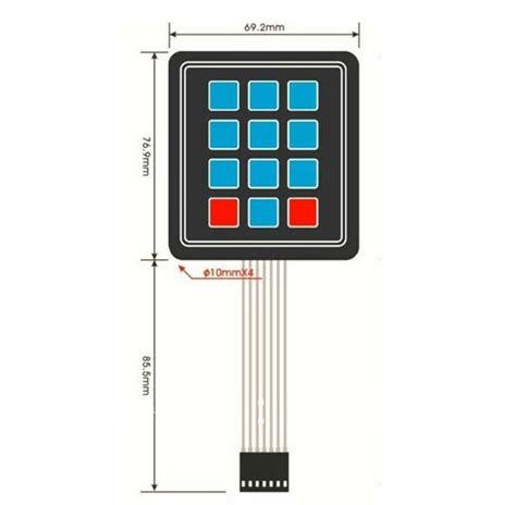 4x3 Membrane Keypad Only For