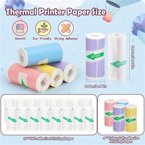 Photo Sticker Mini Thermal Printer Paper Colorful Thermal Printer