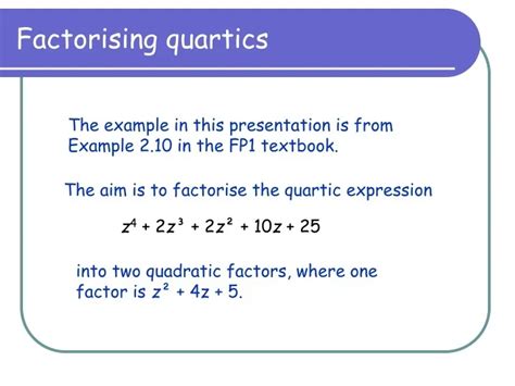 Ppt Efficient Quartic Factorization Methods Powerpoint Presentation Free Download Id 9700669