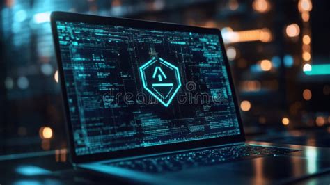 Rendering Of A Caution Symbol On A Laptop Screen Representing Data