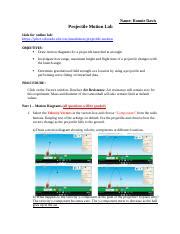 Projectile Lab Docx Name Ronnie Davis Projectile Motion Lab Link For Online