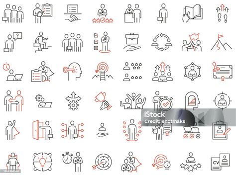 채용 경력 진행 및 개인 개발과 관련된 선형 아이콘의 벡터 집합 모노 라인 픽토그램 및 인포그래픽 디자인 요소 2부 아이콘에 대한 스톡 벡터 아트 및 기타 이미지 Istock