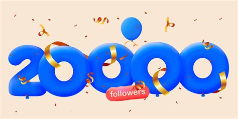 20k 추종자가있는 배너는 3d 파란색 풍선과 다채로운 색종이의 형태로 감사합니다 벡터 일러스트 레이 션 3d 숫자 소셜 미디어 20000 추종자 감사 3차원 형태에 대한