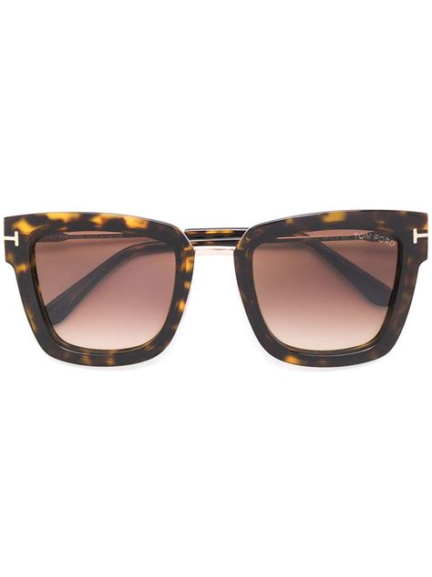 Tom Ford Square Frame Sunglasses In Brown Modesens Sunglass Frames
