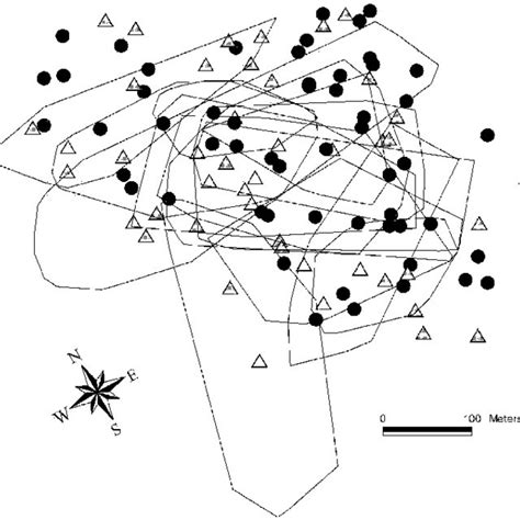 Location And Overlap Among Home Ranges Of Adult Males And Females In