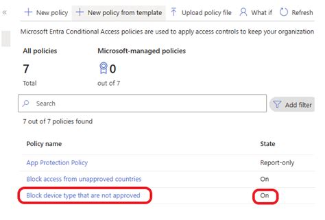 how to configure a conditional access policy to block unapproved