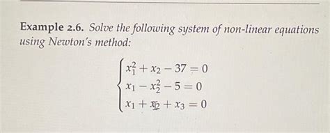 example 2 6 solve the following system of non linear