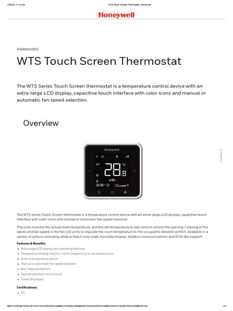 Wts Touch Screen Thermostat Honeywell Download Free Pdf