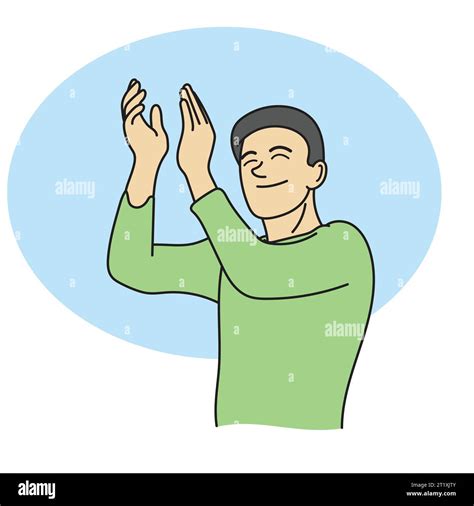 Half Length Of Man Clapping His Hands With Smile Illustration Vector Hand Drawn Isolated On