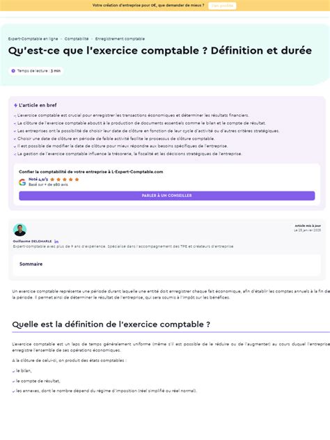 Définition De Lexercice Comptable Pdf Comptabilité Business