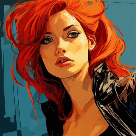 Intense Gaze A Red Haired Girl In Steampunk Style Premium Ai
