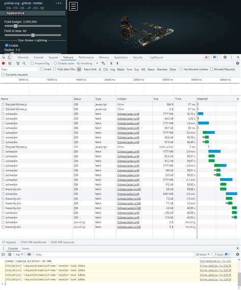 Potree Continuously Loading Entire Octree File In Server Deployment