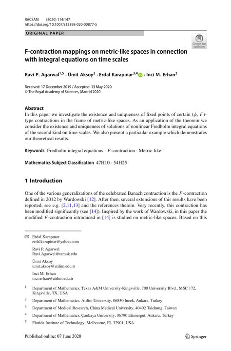 Pdf F Contraction Mappings On Metric Like Spaces In Connection With