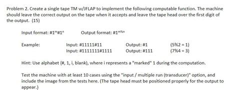 Problem 2 Create A Single Tape Tm Wjflap To