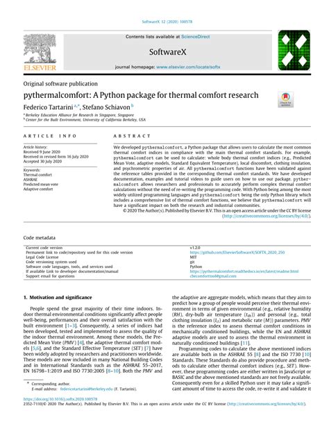 Pdf Pythermalcomfort A Python Package For Thermal Comfort Research