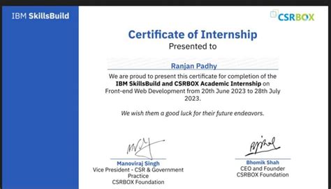 Ranjan Padhy On Linkedin Frontenddeveloper Ibminternship Webdevelopment