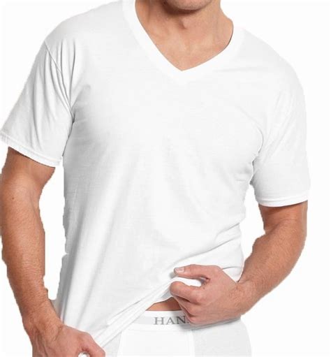 Hanes New White Cotton Short Sleeve 5 Pack Mens Size Small S V Neck