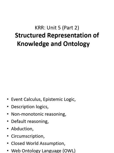 2025 Mmp Ai Krr Unit 5 Structured Representation Of Knowledge And