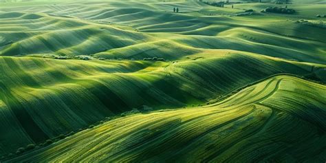 Vibrant Green Rolling Hills Landscape Premium Ai Generated Image